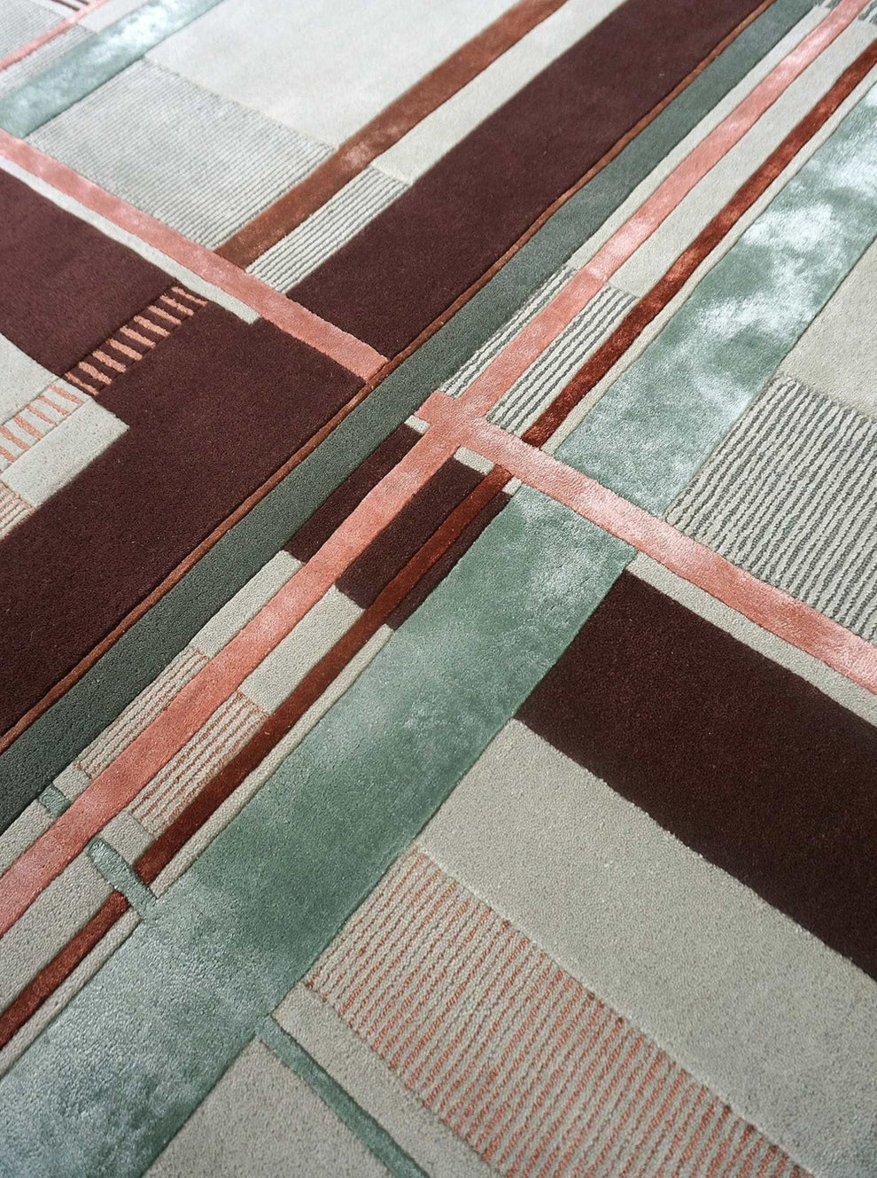 Handtufted Norwegian rugs | Ruter Mint Chocolate – Volver Studio Norway